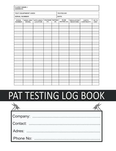 Pat Testing Log Book: Portable Appliance Testing Certificate | Testing ...