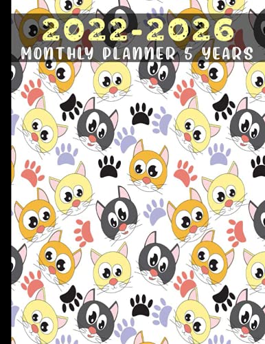 2022-2026 Monthly Planner 5 Years Funny Cats: Funny Cats Monthly ...