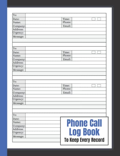 Phone Call Log Book: Telephone Messages & Voicemail Tracker and Record ...