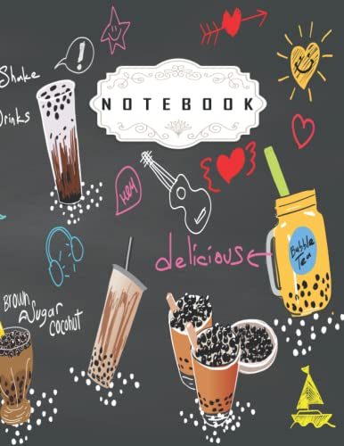 Boba Bubble Tea Drink Composition Notebook: Delicious Drink With Cute ...