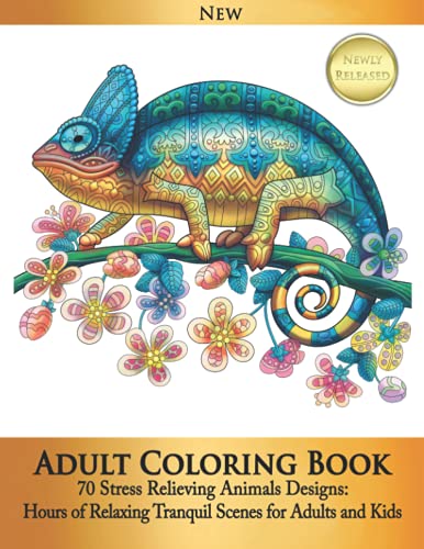 Adult Coloring Book 70 Stress Relieving Animals Designs Hours of ...
