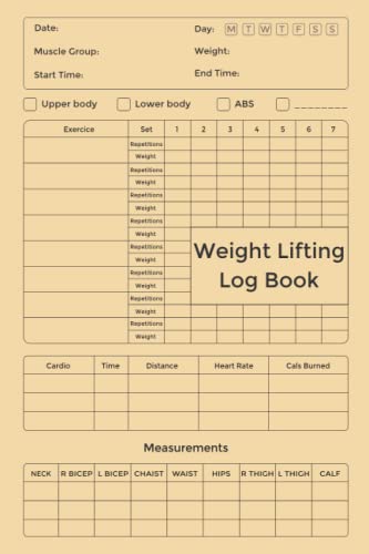 Weight Lifting Log Book: Weightlifting and cardio tracker | Exercise ...