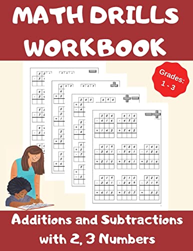 Math Drills Workbook, Additions and Subtractions with 2,3 Numbers ...