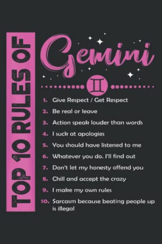 Top 10 Rules of Gemini Birthday: Lined Journal & Diary for Writing ...