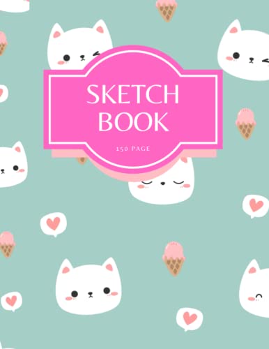 Sketch Book : Cute Cat Unline Notebook For Drawing,Writing,Painting ...