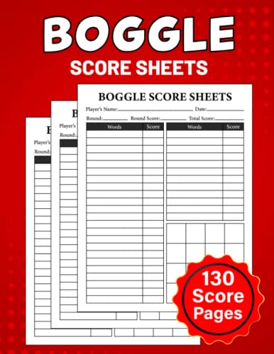 Boggle Score Sheets: 130 Large Boggle Score pages for Scorekeeping ...