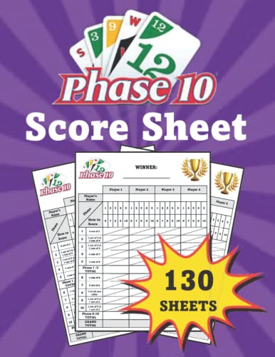 Phase 10 Score Sheets Books: 130 Large Score Pads for Scorekeeping ...