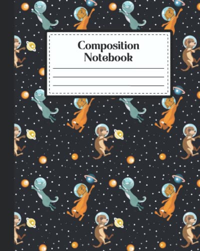 Composition Book: Cute Deep Space Blank Wide Lined Workbook Journal for ...