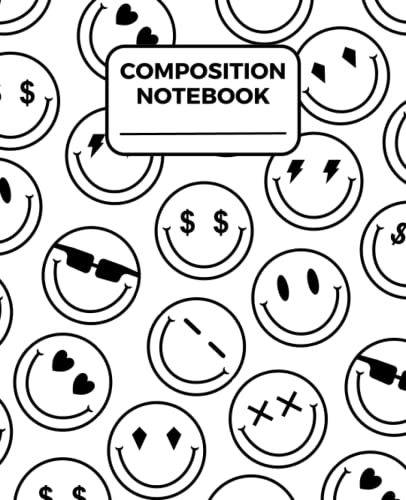 Smiley Faces Composition Notebook Wide Ruled: Aesthetic Smiley Faces ...