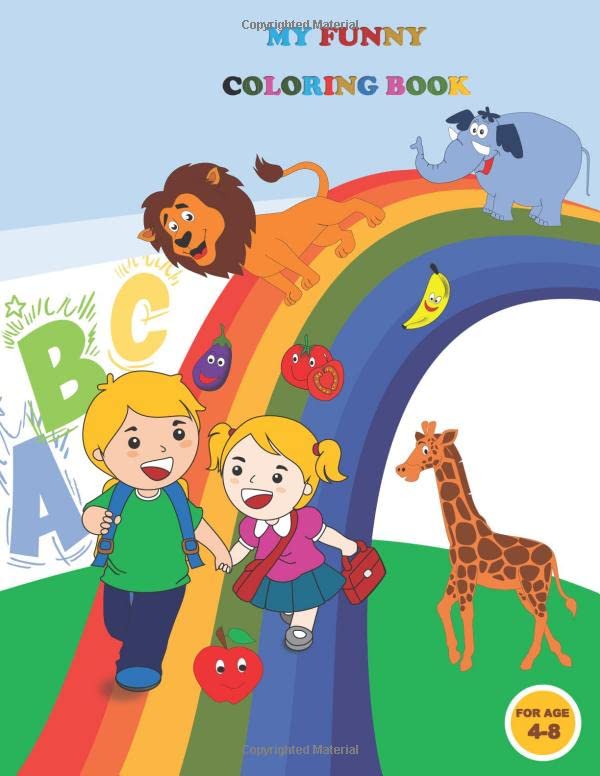 MY FUNNY COLORING BOOK: HANDWRITING ALPHABET, DRAWING, Letters, Animals ...