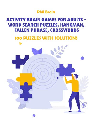 Activity brain games for adults: Word search puzzles, hangman, fallen ...
