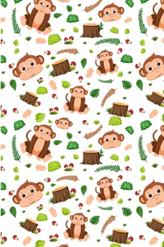 Monkey Notebook: Cute Monkeys Journal Diary Size 6"x 9", 120 Wide Ruled ...
