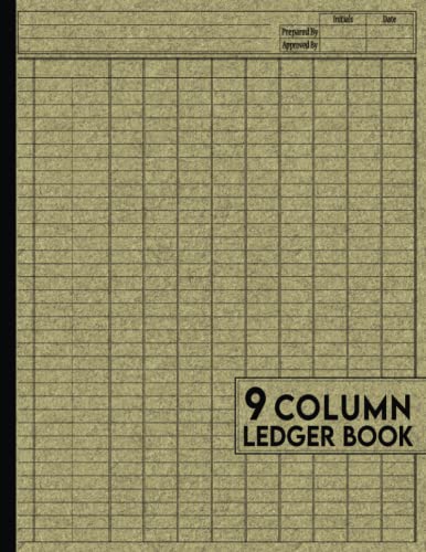 Accounting Ledger 9 Column Log Book: Texture green vintage old style ...