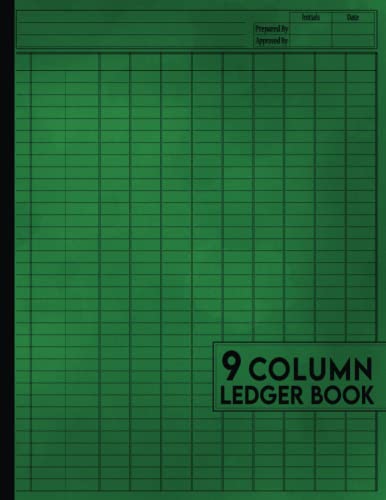Accounting Ledger 9 Column Log Book: Texture green vintage old style ...