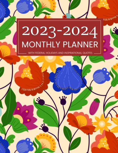 2023-2024 Monthly Planner: 4 Year Planner Calendar 2023-2024 | Large ...