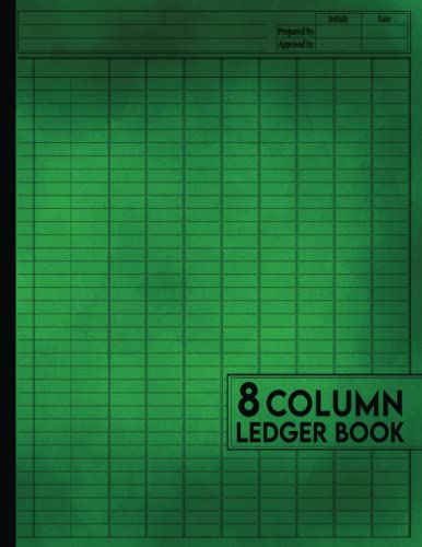 Accounting Ledger 8 Column Log Book: Texture green vintage old style ...