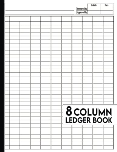 Accounting Ledger 8 Column Log Book: White style paper cover design ...