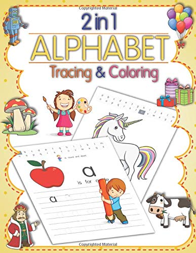 2 in 1 Alphabet Tracing and Coloring: Activity book for Preschool and ...