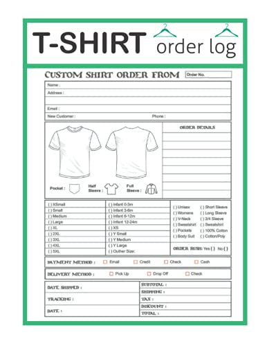 T-shirt Order Log: T-shirt Order Log , T-shirt Custom Order Receipt ...