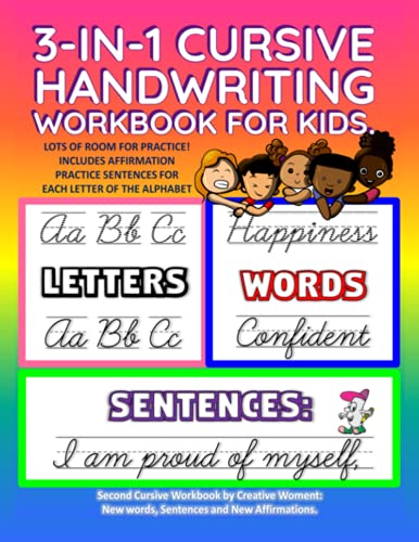 Learn Cursive Handwriting Workbook For Kids: 3-In-1: Cursive Practice ...