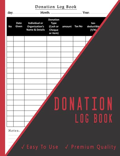 Donation Log Book: Record and Track Donations for Charity , Non-Profit ...