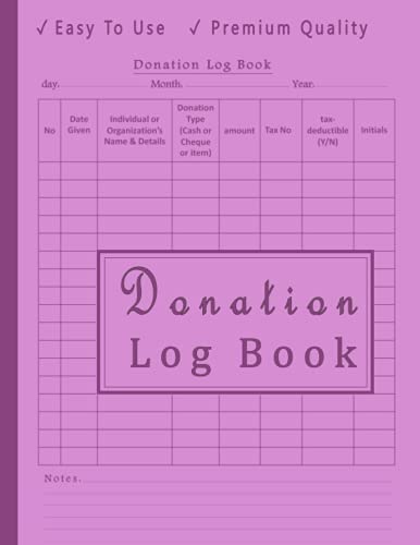 Donation Log Book: Record and Track Donations for Charity , Non-Profit ...