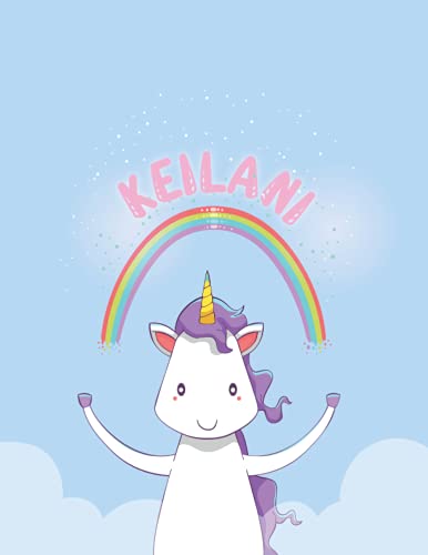 Keilani: Unicorn Notebook Personal Name Wide Lined Rule Paper ...