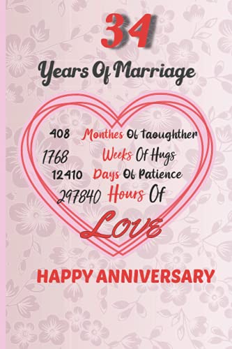 34 Years Of Marriage/happy anniversary: Funny 34th couple wedding anniversary gift/34th wedding ...