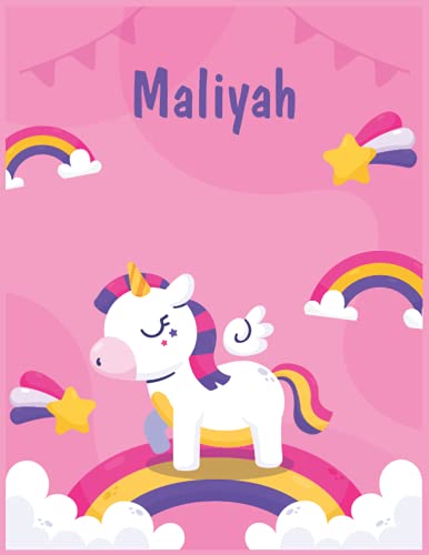 Maliyah: Unicorn Notebook Personal Name Wide Lined Rule Paper ...