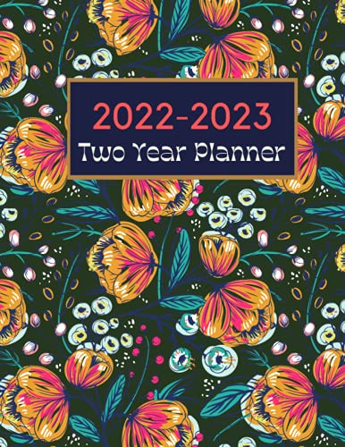 2022-2023 Two Year Planner: Beautiful Floral Cover | Monthly Calendar ...