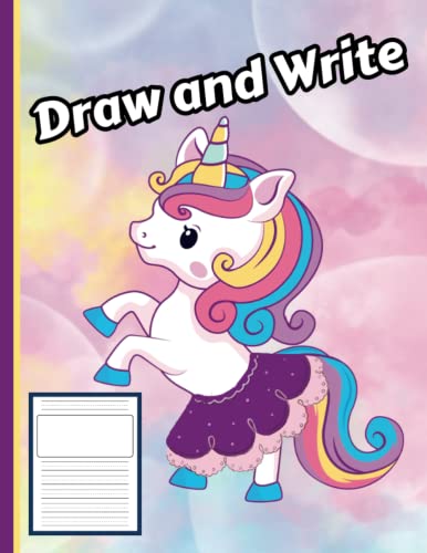 Cute Unicorn Draw and Write Journal for Kids: Primary Composition Notebook Half Page Dotted ...
