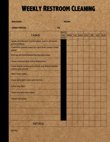 Weekly Restroom Cleaning: Restroom Cleaning Log - Cleaning Record Book ...