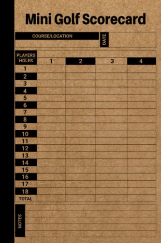 Mini Golf Scorecard: Mini Golf Score Cards sheets for Mini Golf Players ...