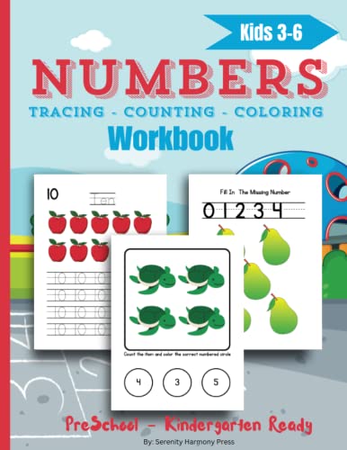 Numbers tracing, Counting, Coloring Workbook For Kids 3-6: Preschool ...