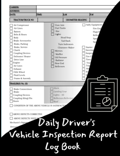 Daily Driver's Vehicle Inspection Report Log Book: Stay compliant ...