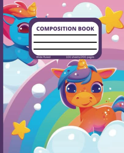 Unicorn Composition Notebook Wide Ruled: Writing Journal Notebook With ...