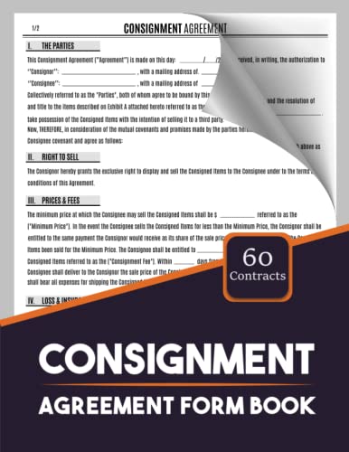 Consignment Agreement Form Book: 60 Contracts | Consignment Shop ...