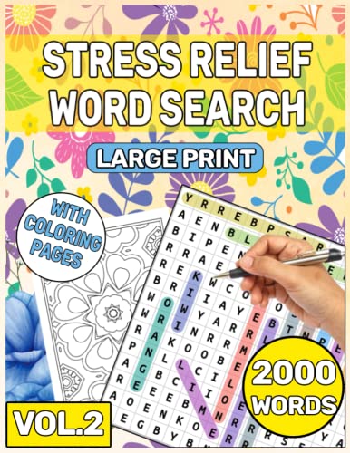 Stress Relief Word Search For Adults: Large Print Anxiety Relief Word ...