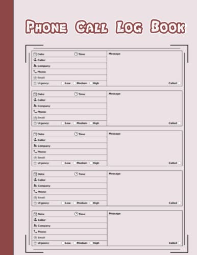 Phone Call Log Book: Phone Call and Voicemail Recording Notebook With ...