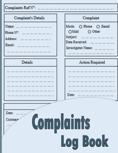 Complaints Log Book: Customer Complaint Log Book With Complaints ...