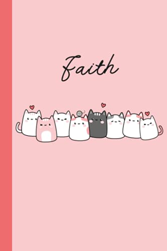 Faith Notebook: Personalized Name cute kawaii kitties journal notebook ...