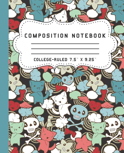 Pastel Goth Composition Notebook: Yami Kawaii, Gothic, Creepy Cute Cats ...