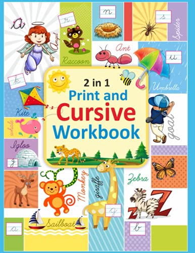 2 in 1 Children's Print and Cursive Workbook: 90+ Pages Print and ...
