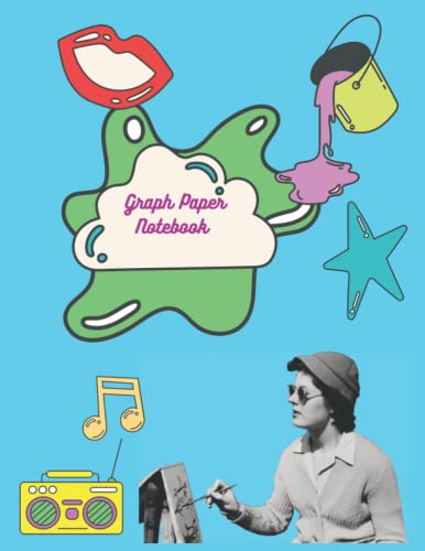 Graph Paper Notebook 90's Pop Art: Blue 90's Pop Art composition ...