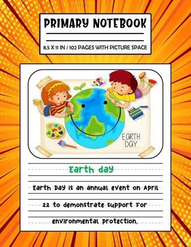 Primary notebook: composition notebook with drawing space, draw and ...