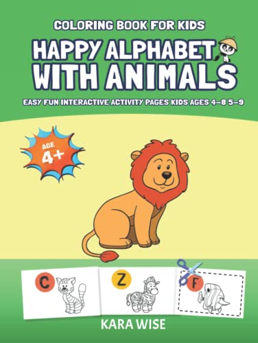 Coloring Book For Kids Happy Alphabet With Animals: Easy Fun ...