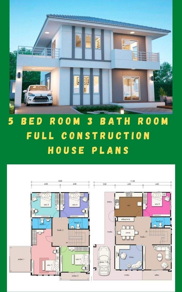 5 Bedroom & 3 bath room Full Construction House Plans Of Modern House ...
