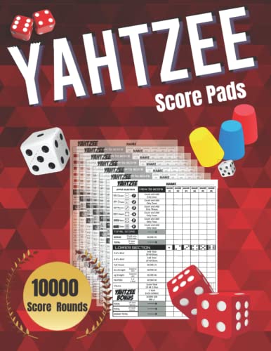 Yahtzee Score Pads: 10000 Large print Yahtzee Score Throws for ...