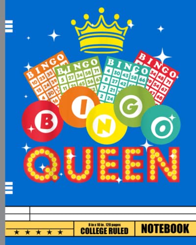 Cute Bingo Queen Notebook: Poker Player Gambler Fruit Machine, Journal ...