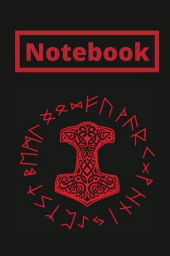 Notebook: Red Runic Thor's Hammer 6x9 200 page blank lined journal by ...